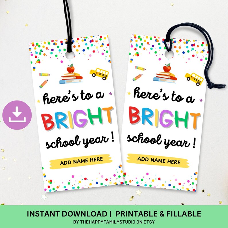 First Day of School Gift Tag, Welcome Back to School Tag, Here's to A ...