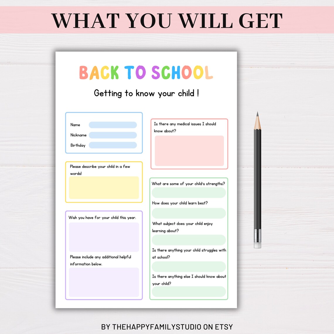Back to School Questionnaire, Get to Know Your Child, Parent Survey ...