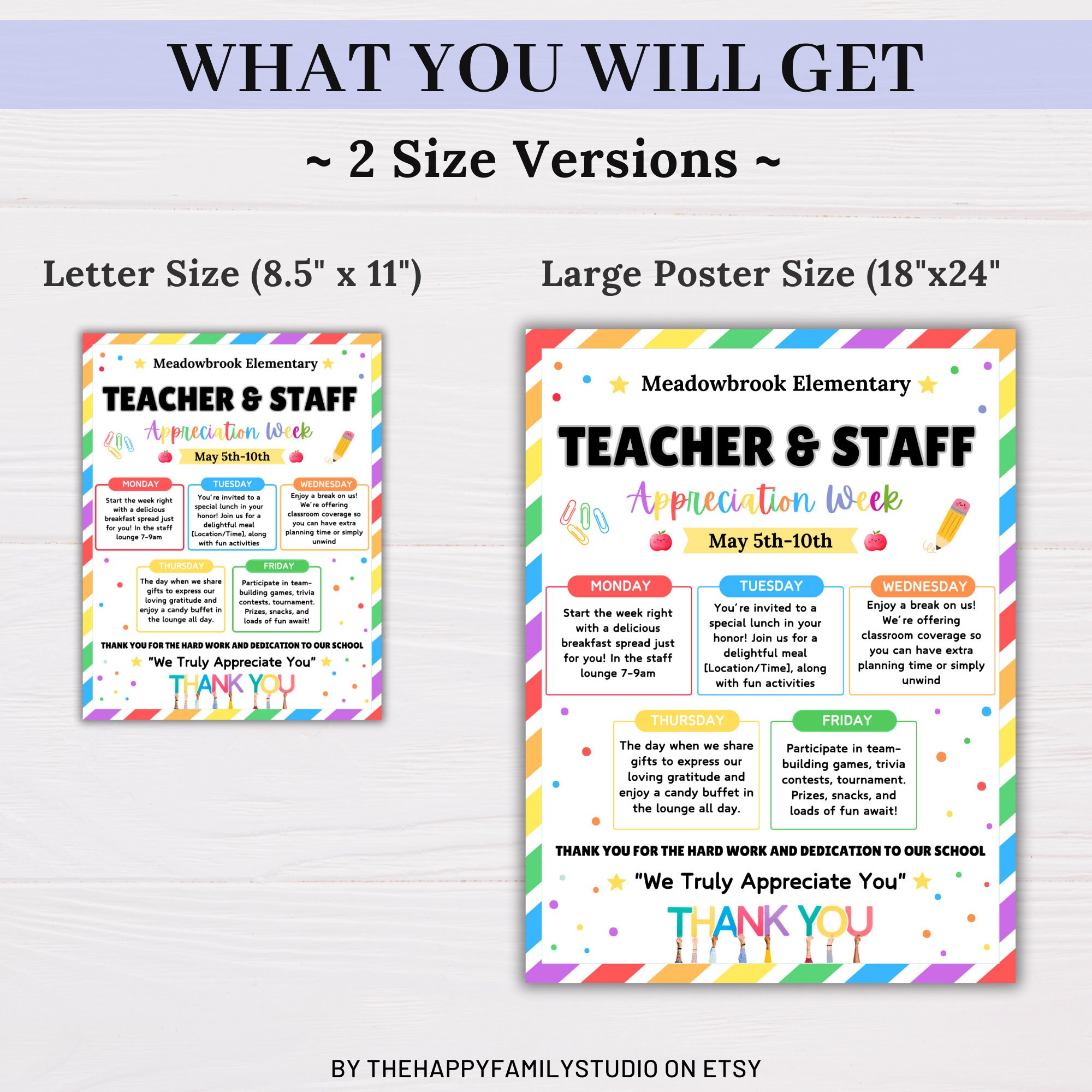 Teacher Appreciation Week Itinerary Poster Template, Newsletter ...
