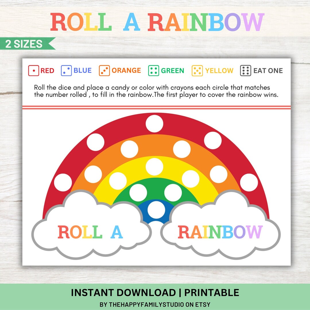 St. Patrick's Day Roll a Rainbow Game, Rainbow Activity for Kids ...
