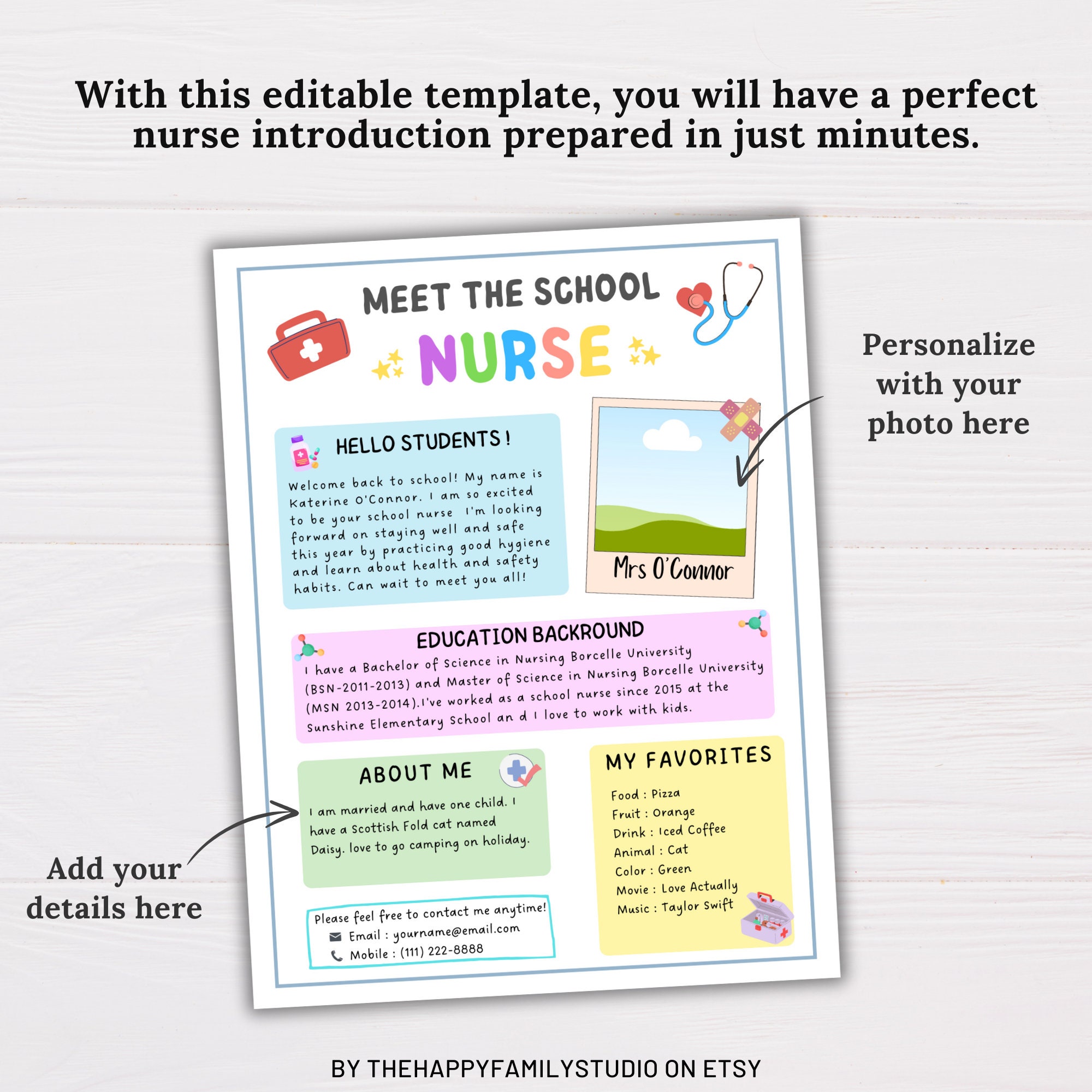 EDITABLE Meet the School Nurse Template, Meet Your Teacher Letter ...