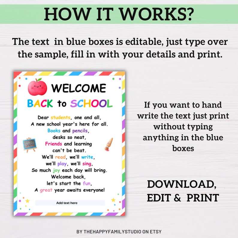 Back to School Year Letter Printable, Welcome Letter to Student ...