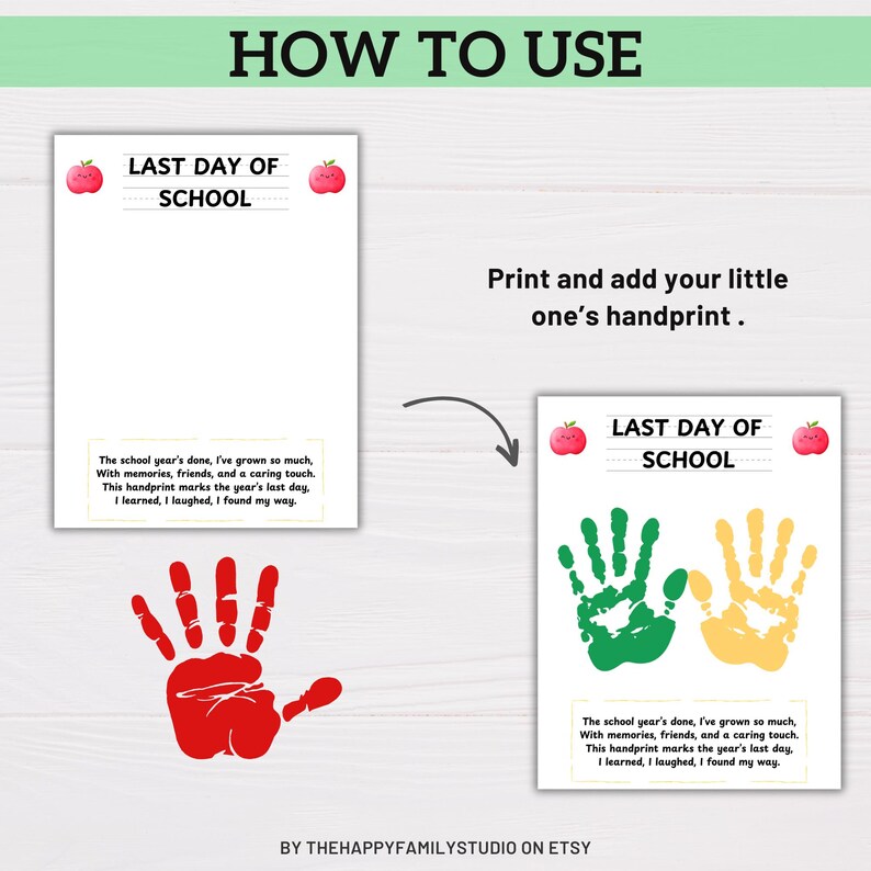 Last Day of School Handprint Art: Keepsake Poem (digital Download) - Etsy