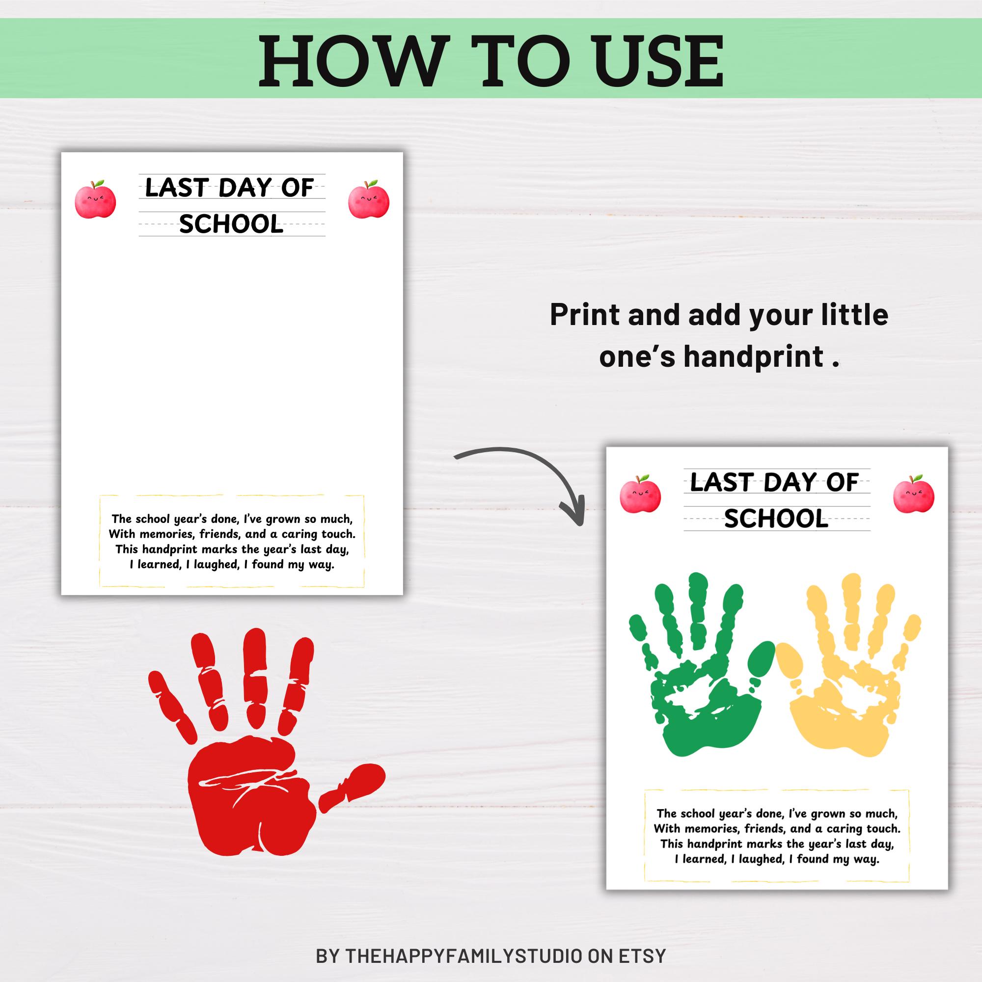 Last Day of School Handprint Art, Graduation Handprint Craft, School ...