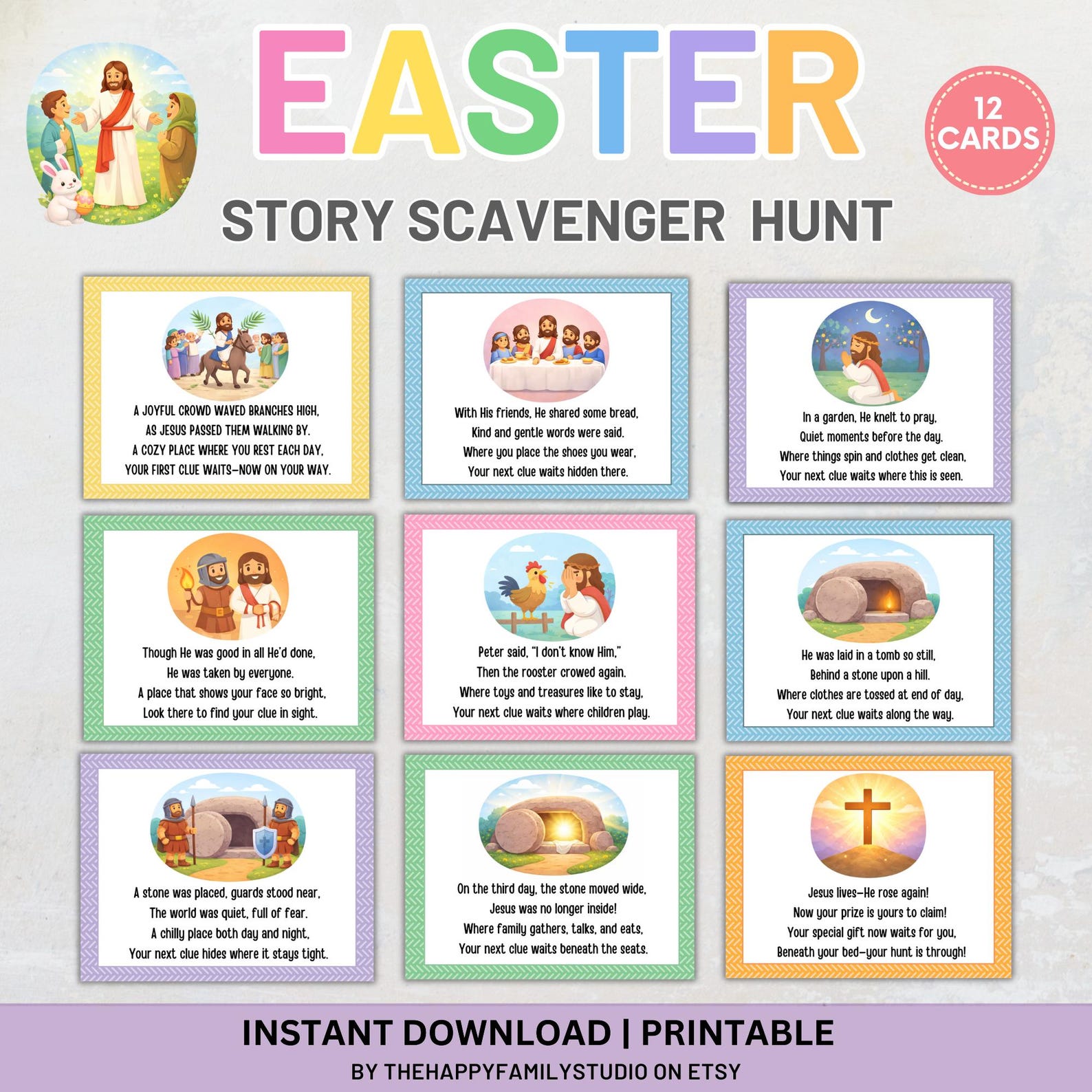 Easter Story Scavenger Hunt Clues, Christian Easter Treasure Hunt ...