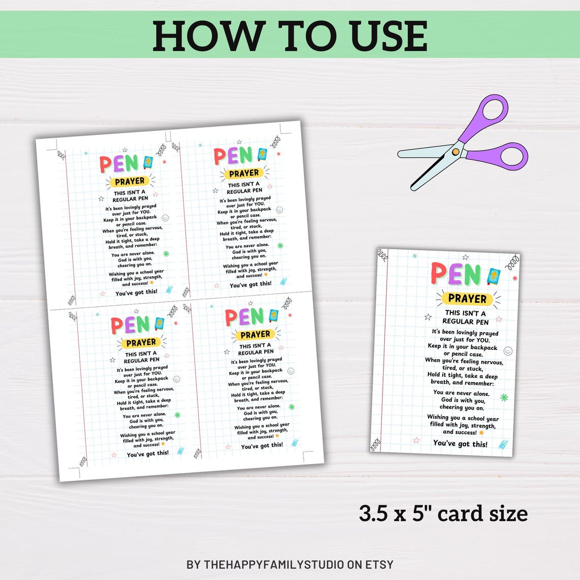 Pen Prayer Tags, Pencil Prayer Tag, Back to School Backpack Blessing ...