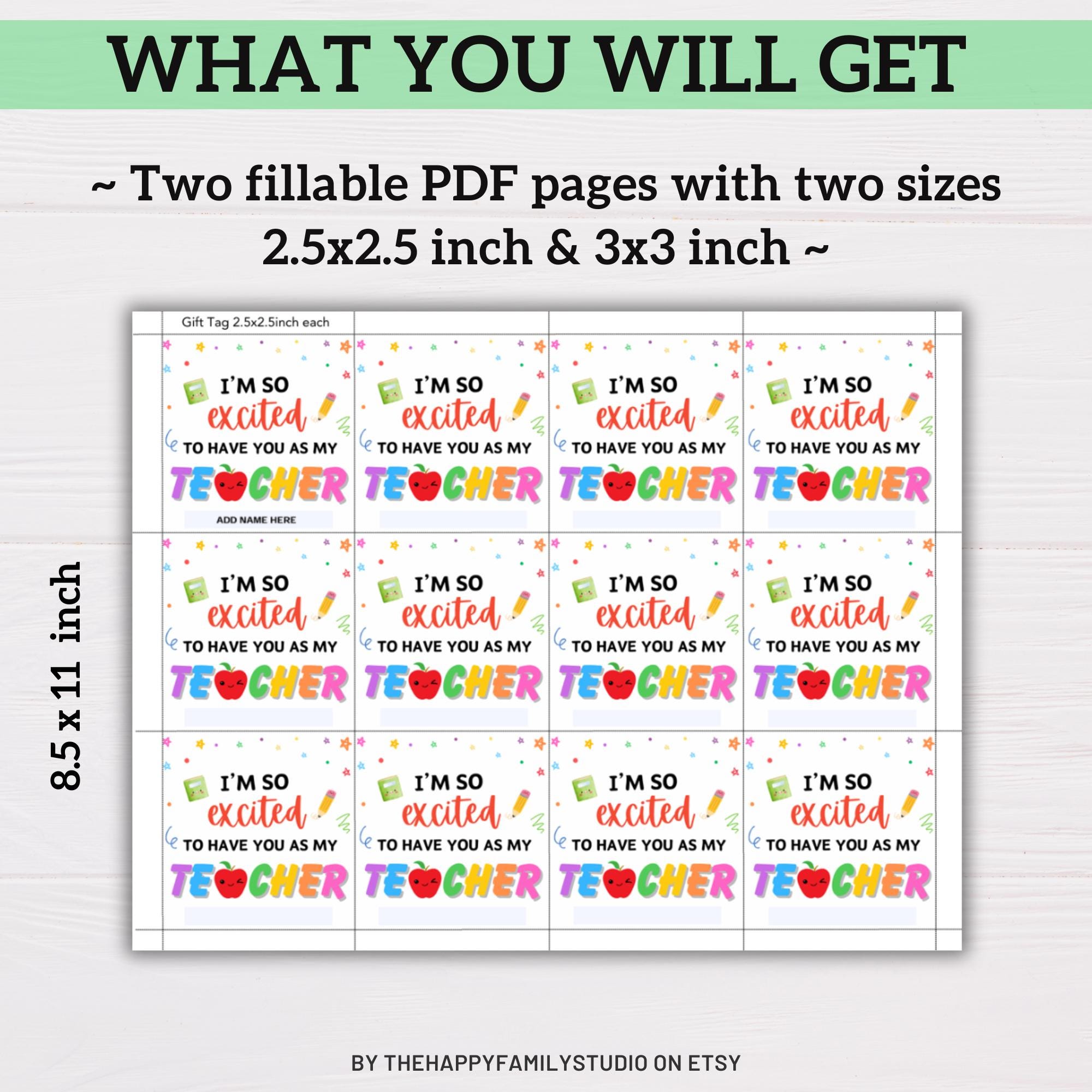 Back to School Gift Tag for Teachers, First Day of School Favor Tags ...