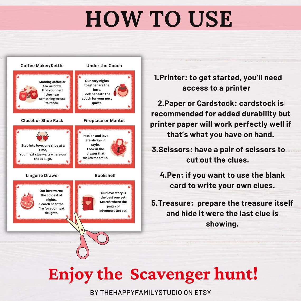 Valentine's Day Scavenger Hunt for Couples, Anniversary Scavenger Hunt ...