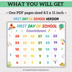 Back to School Countdown for Kids, First Day of School Tracker, 1st Day ...