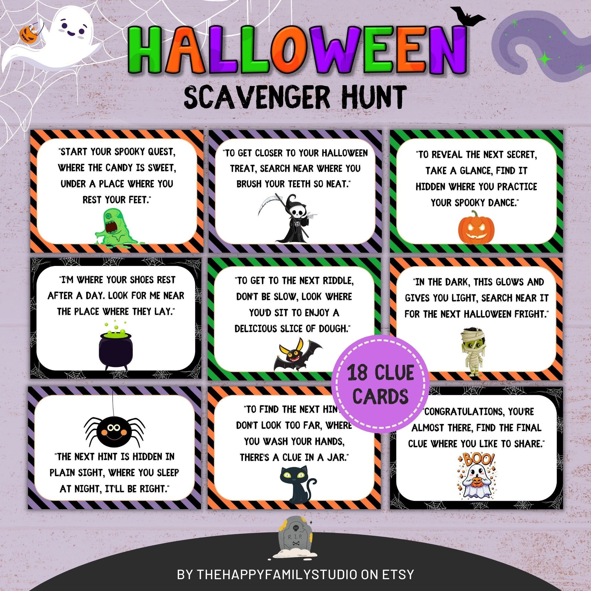 Halloween Scavenger Hunt for Kids, Ultimate Indoor Halloween Treasure ...