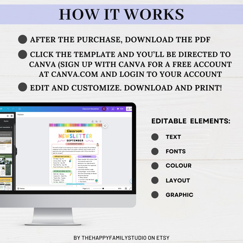 Classroom Newsletter Editable Template, Monthly/weekly Class Flyer ...