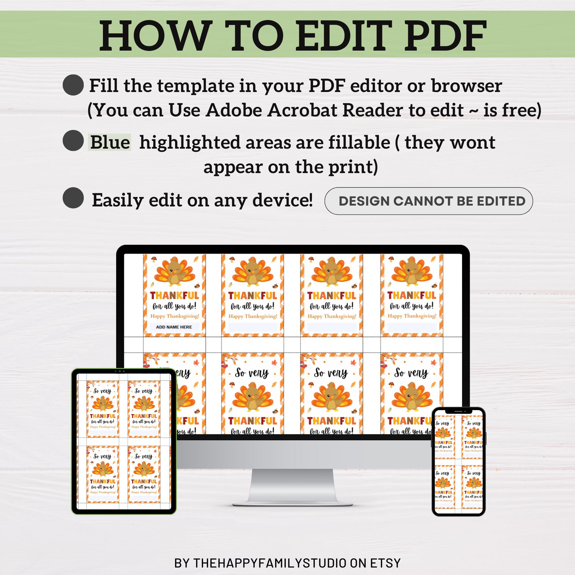 Thanksgiving Gift Tags Printable, Thankful for You Fall Tag, Cute ...