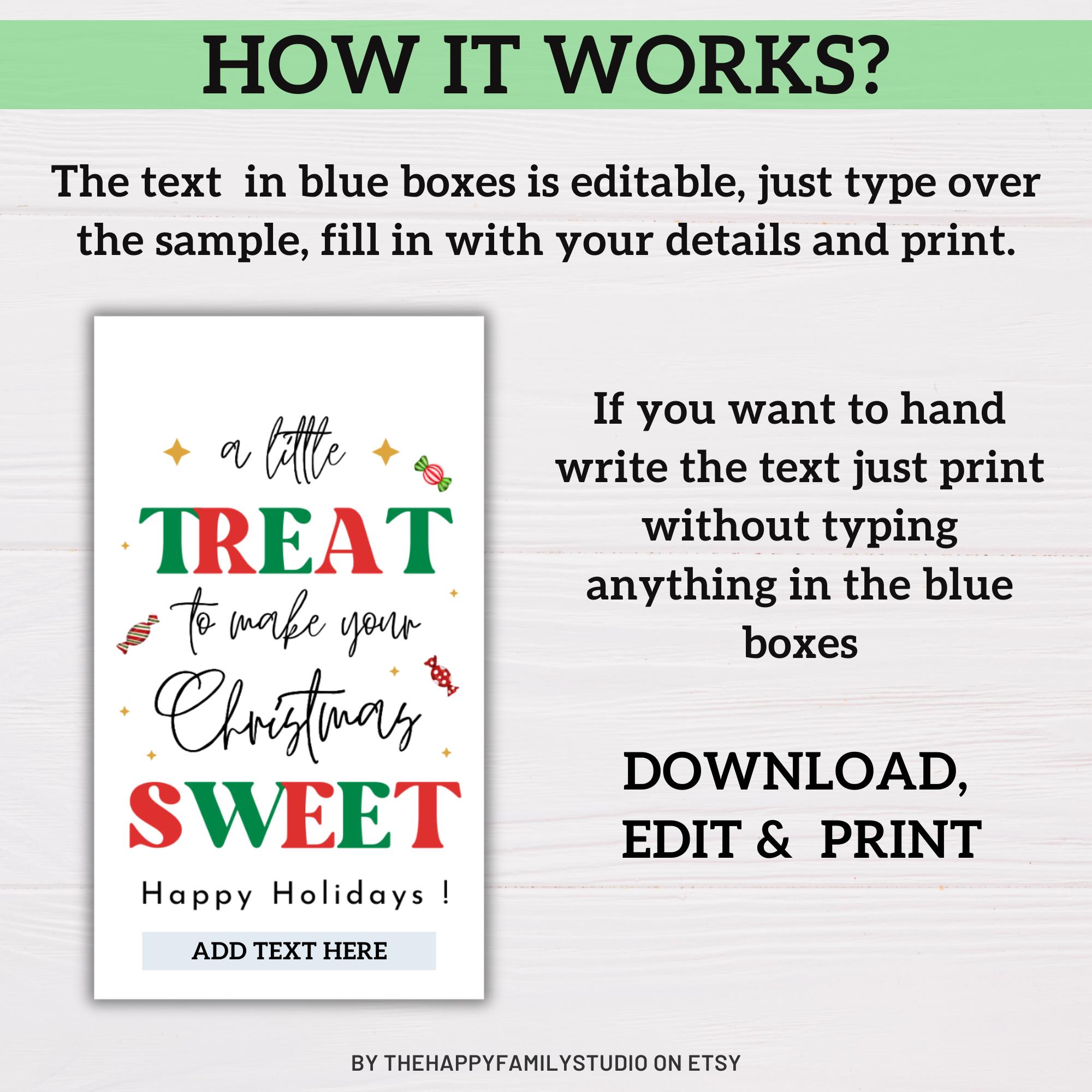 Christmas Treat Tags, Printable Christmas Tags, Treat Bag Tags for ...