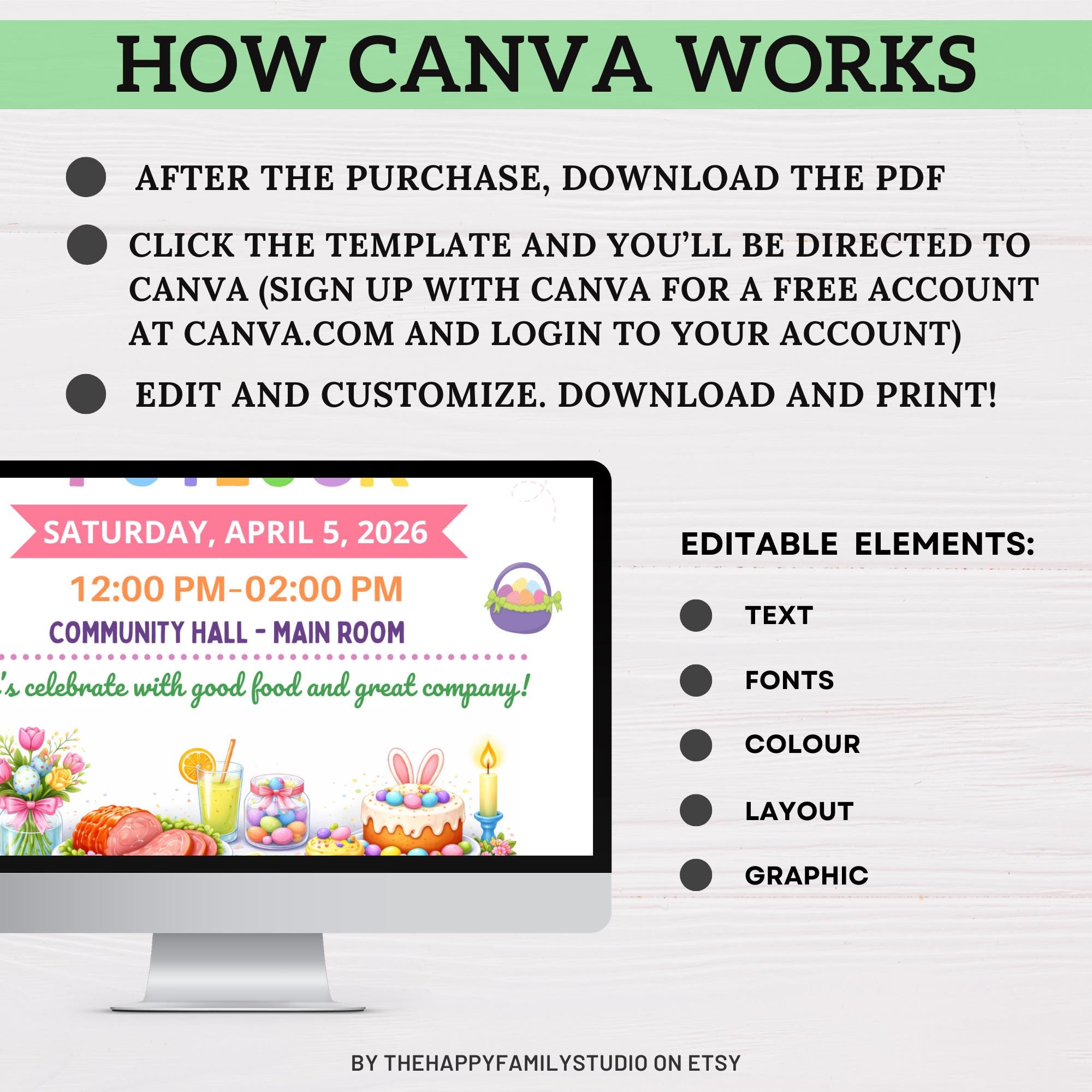 Editable Easter Potluck Invitation Template, Potluck Sign up Sheet ...