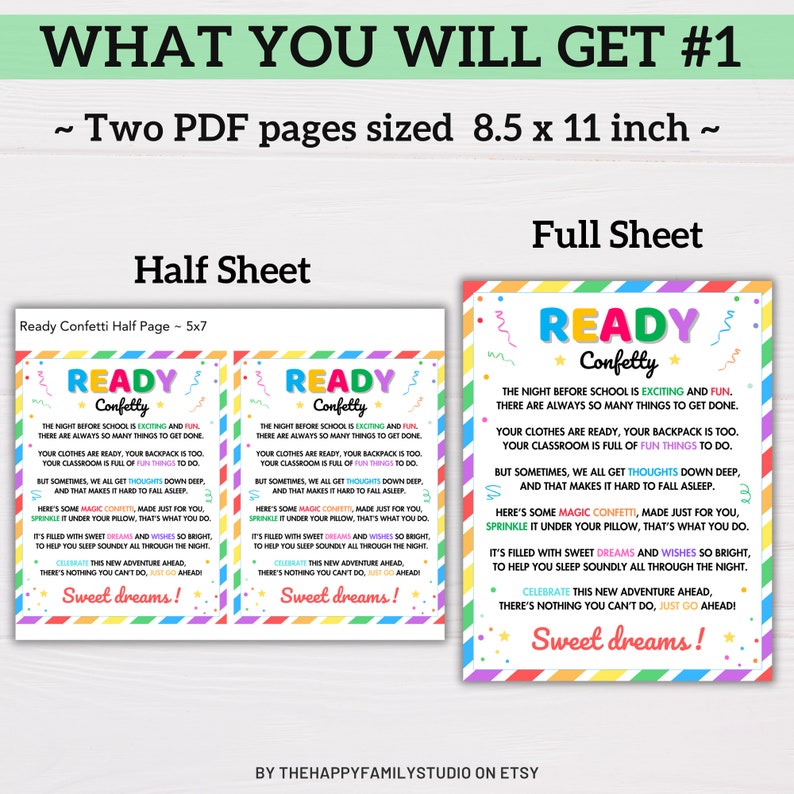 Ready Confetti for School, Printable Ready Confetti Letter, Night ...