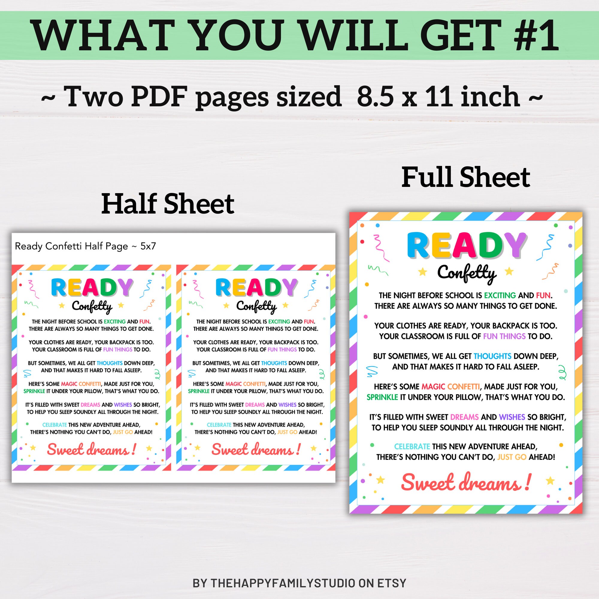 Ready Confetti for School, Printable Ready Confetti Letter, Night ...