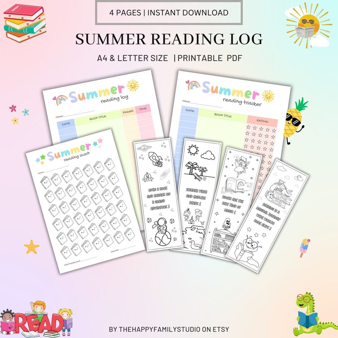 Summer Reading Log for Kids Reading Tracker Printable - Etsy