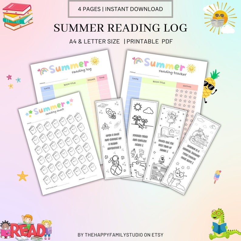 Summer Reading Log for Kids Reading Tracker Printable - Etsy