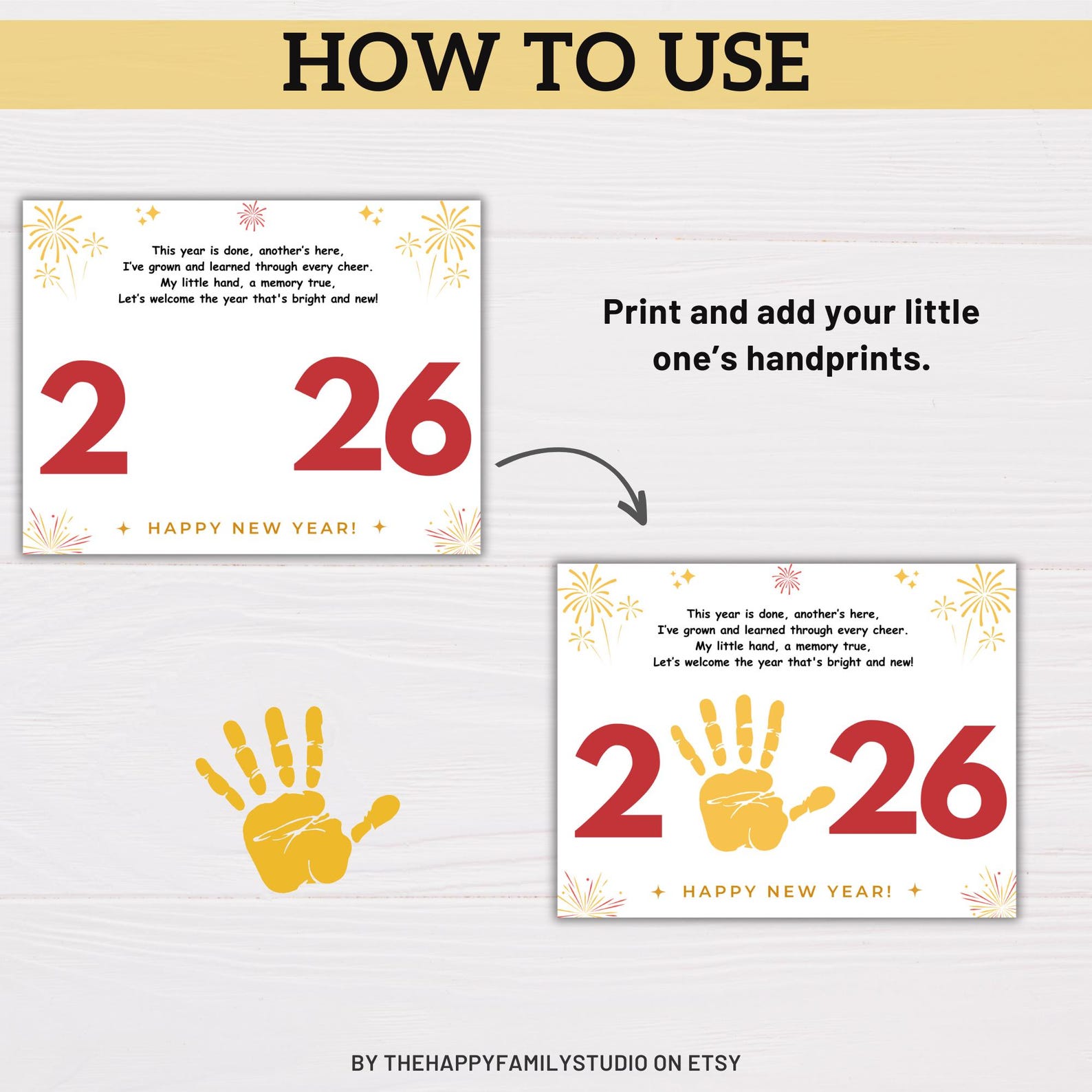 2025 New Years Handprint Art Poem, New Year Handprint Craft, Handprint ...