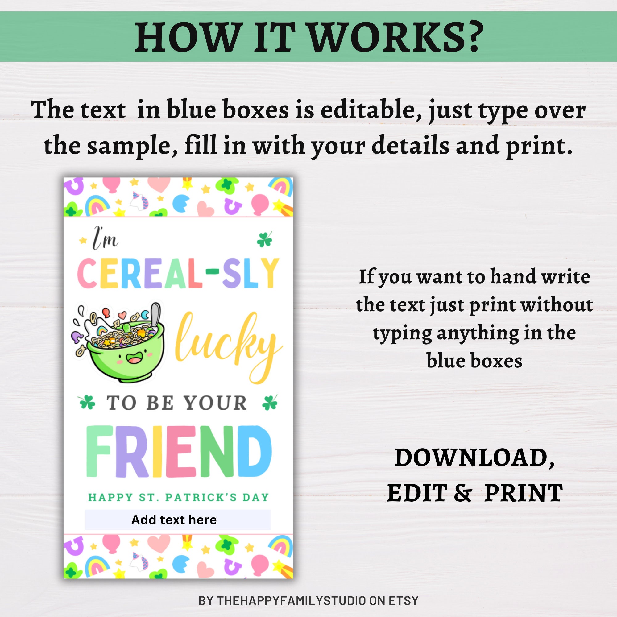 PRINTABLE I'm Cereal-sly LUCKY to Be Your Friend Gift Tag, Happy St ...