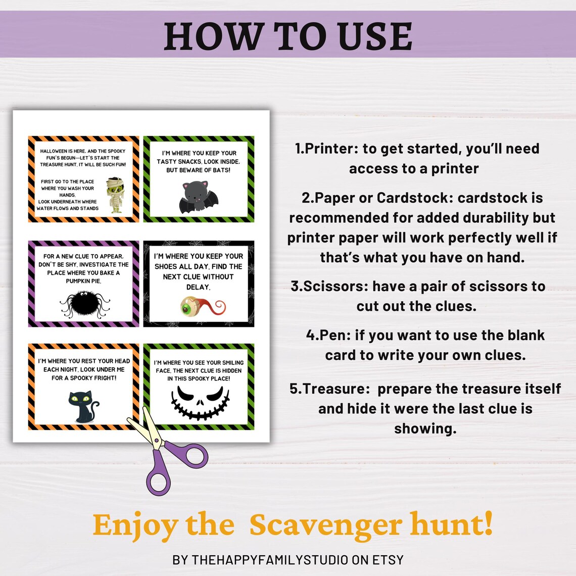 Halloween Scavenger Hunt for Kids, Ultimate Indoor Halloween Treasure ...