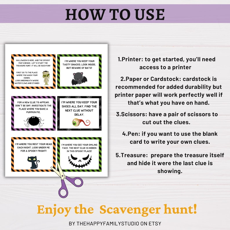 Halloween Scavenger Hunt for Kids, Ultimate Indoor Halloween Treasure ...