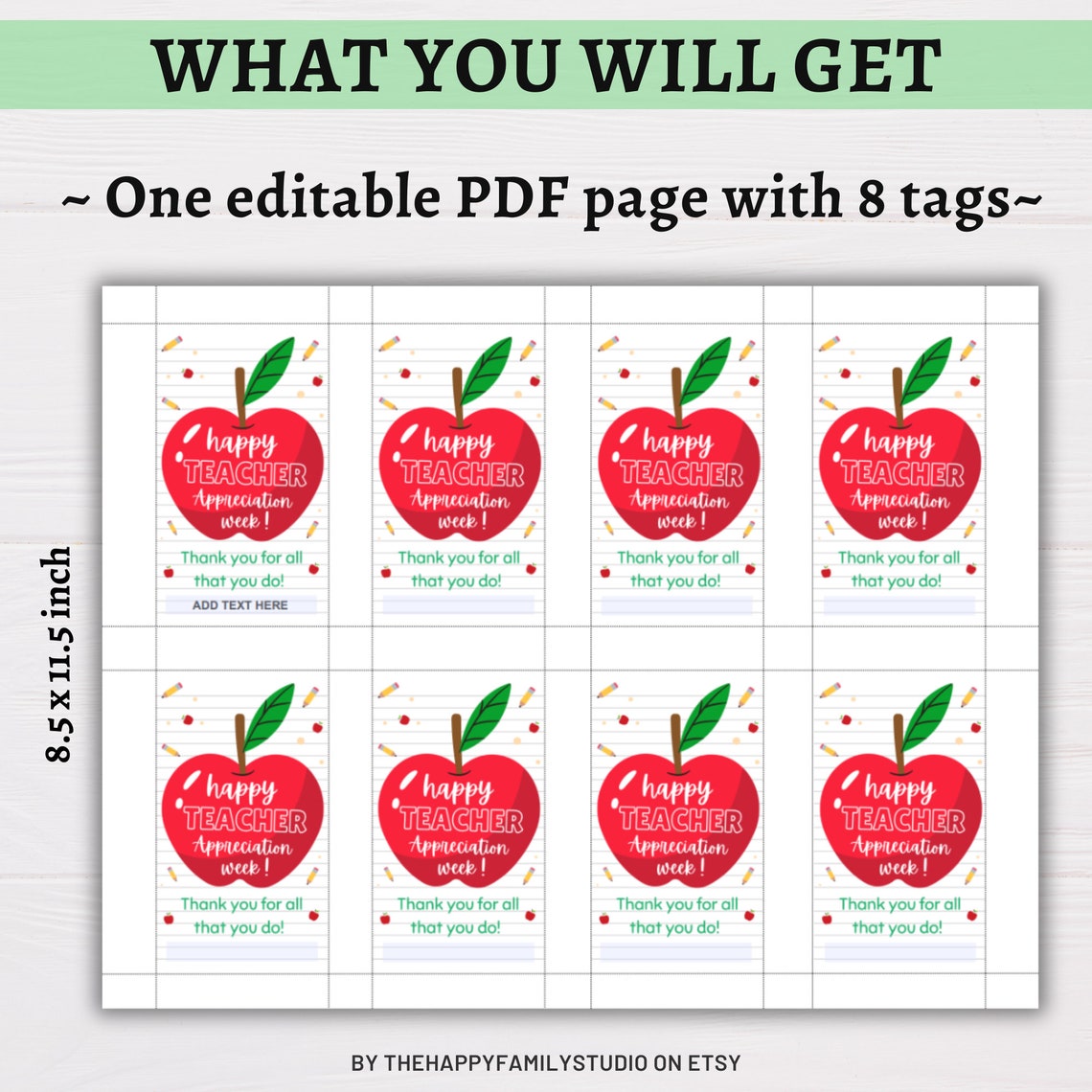 Printable Teacher Appreciation Week Tag, Apple Teacher Appreciation ...