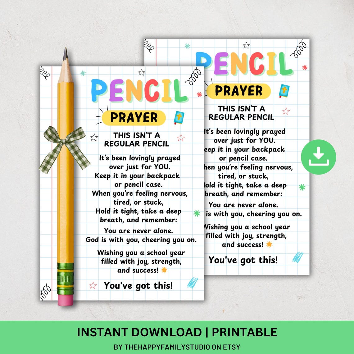 Pencil Prayer Tag, Back to School Backpack Blessing, Backpack Prayer ...