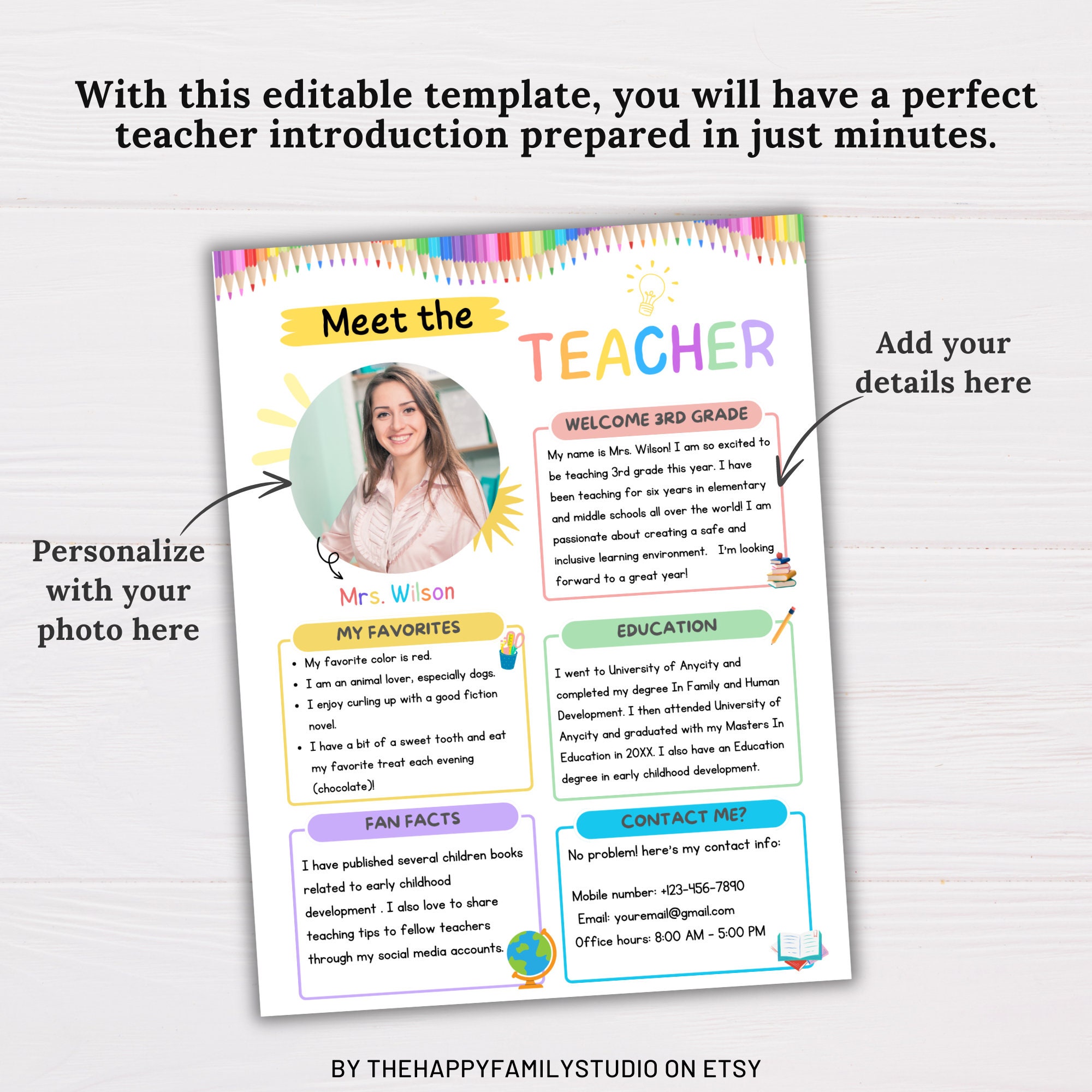 Editable Meet the Teacher Template, Back to School Printable Welcome ...