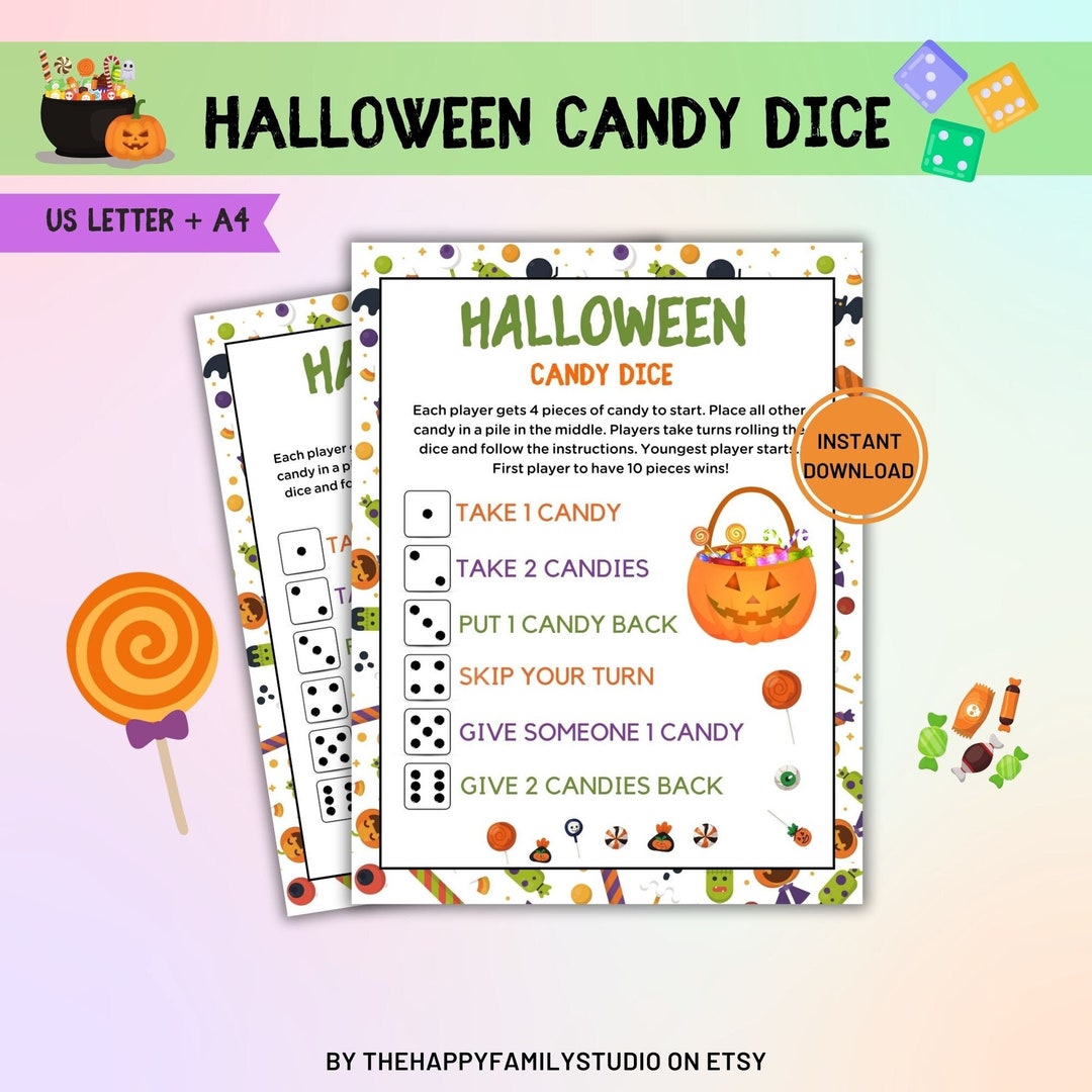 Halloween Candy Dice Game Halloween School Classroom Games - Etsy