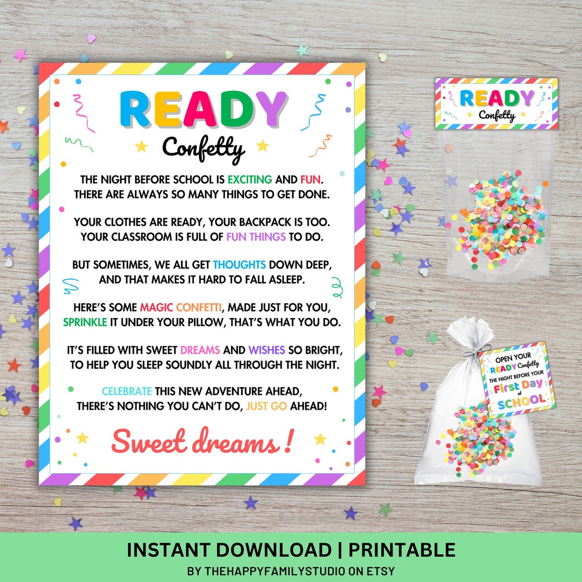 Ready Confetti for School, Printable Ready Confetti Letter, Night ...