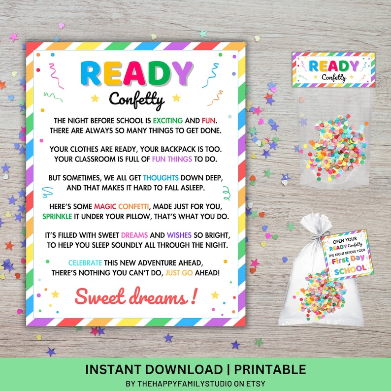 Ready Confetti for School, Printable Ready Confetti Letter, Night ...