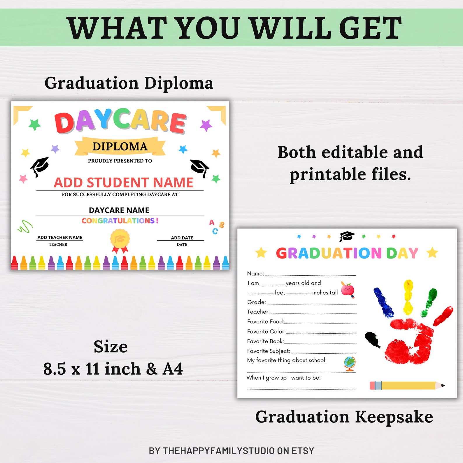 Editable Daycare Graduation Diploma, School Certificate Template, Last ...
