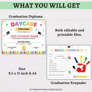Editable Daycare Graduation Diploma, School Certificate Template, Last ...
