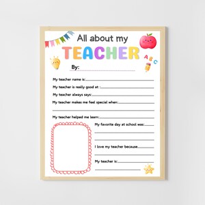 Printable Teacher Appreciation Week, All About My Teacher Letter ...