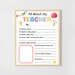 Printable Teacher Appreciation Week, All About My Teacher Letter ...