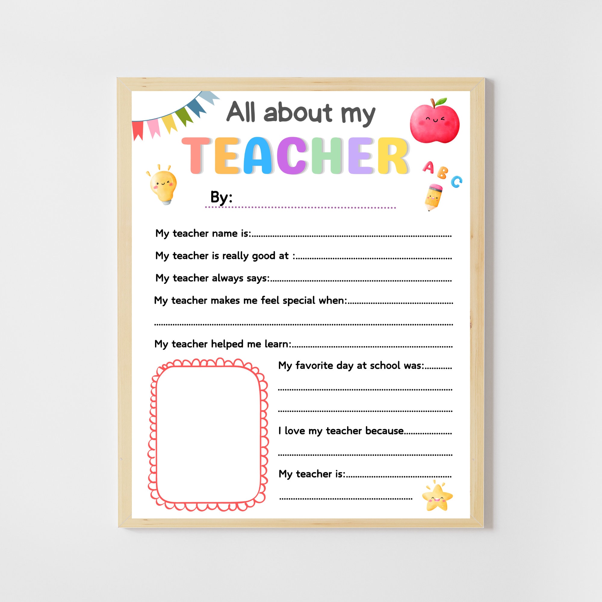 Printable Teacher Appreciation Week, All About My Teacher Letter ...