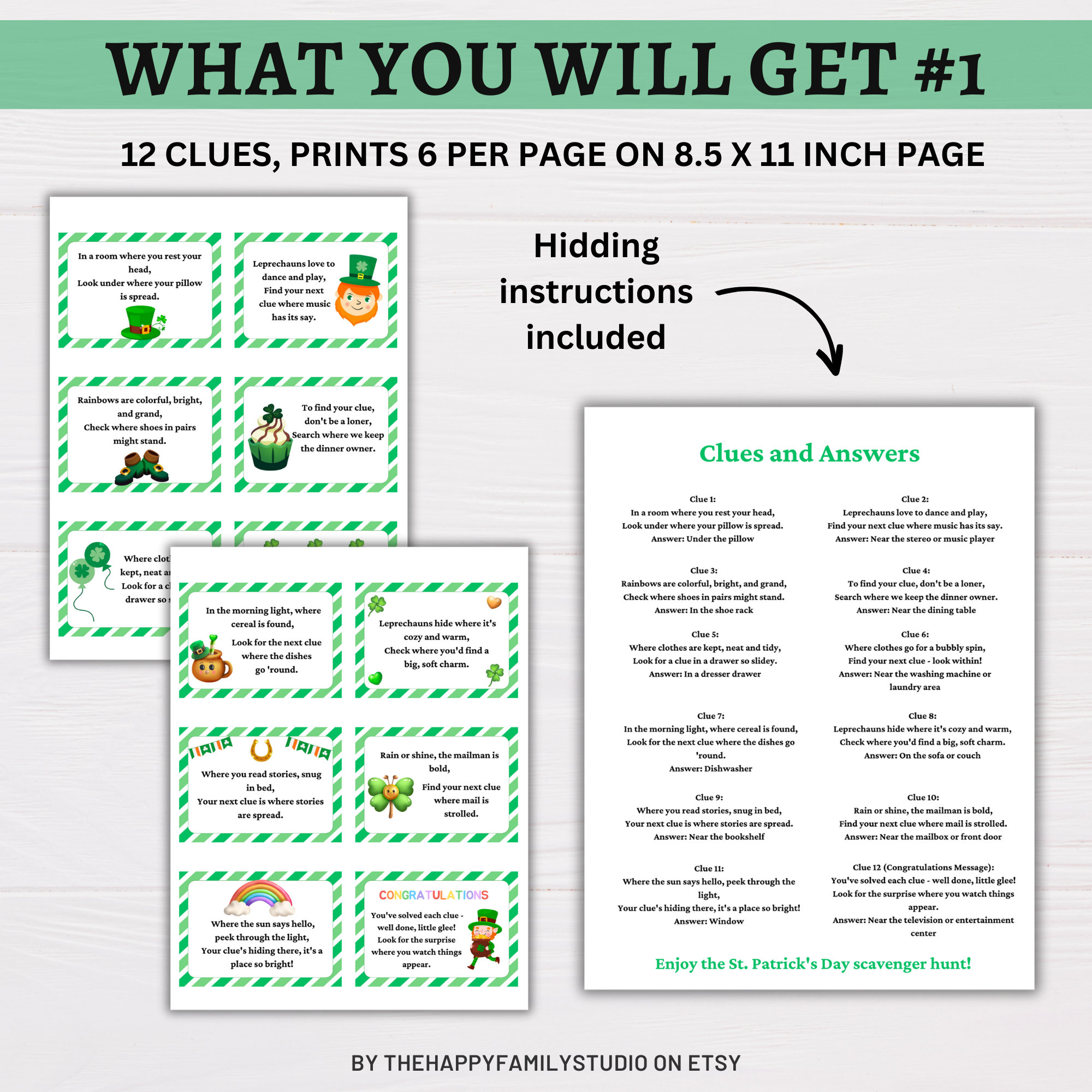 St. Patrick's Day Scavenger Hunt for Kids, Leprechaun Treasure Hunt ...