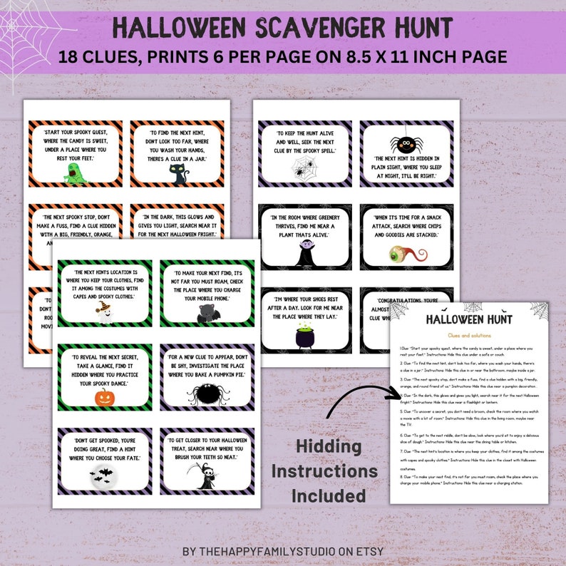 Halloween Scavenger Hunt for Kids, Ultimate Indoor Halloween Treasure ...