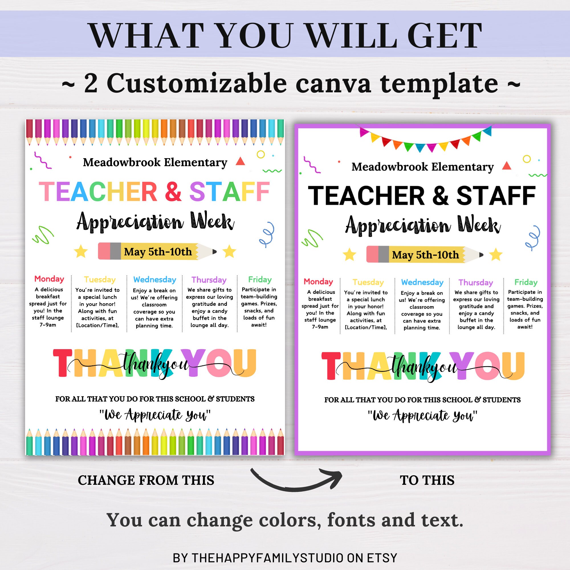 Teacher Appreciation Week Itinerary Poster Template, Newsletter ...