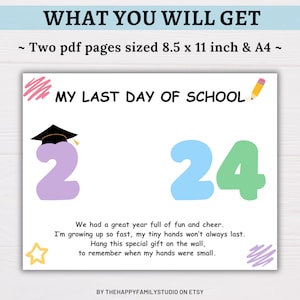 Last Day of School Handprint Art, School Keepsake, Kindergarten ...