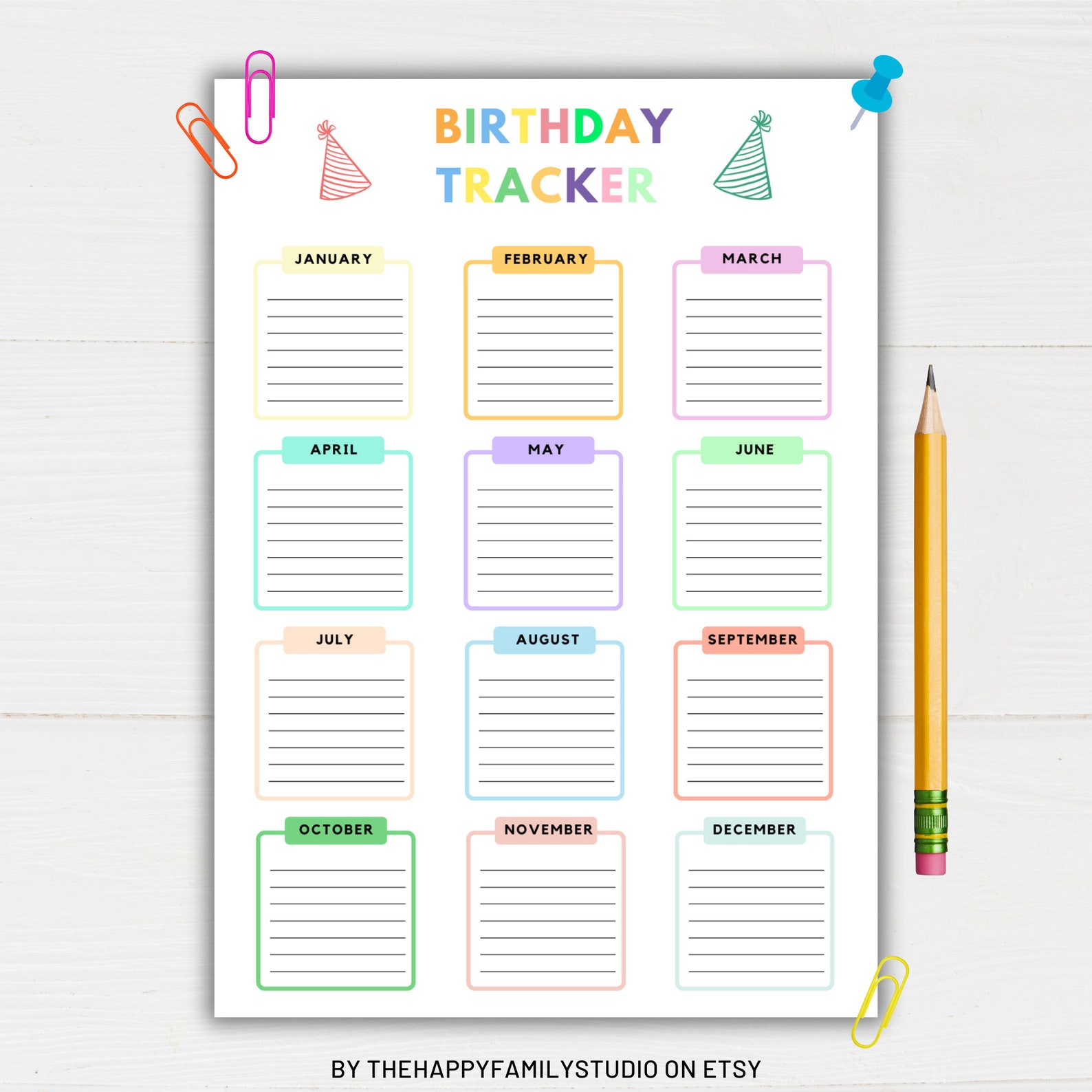 Printable Birthday Tracker, Birthday Planner, Birthday Reminder ...