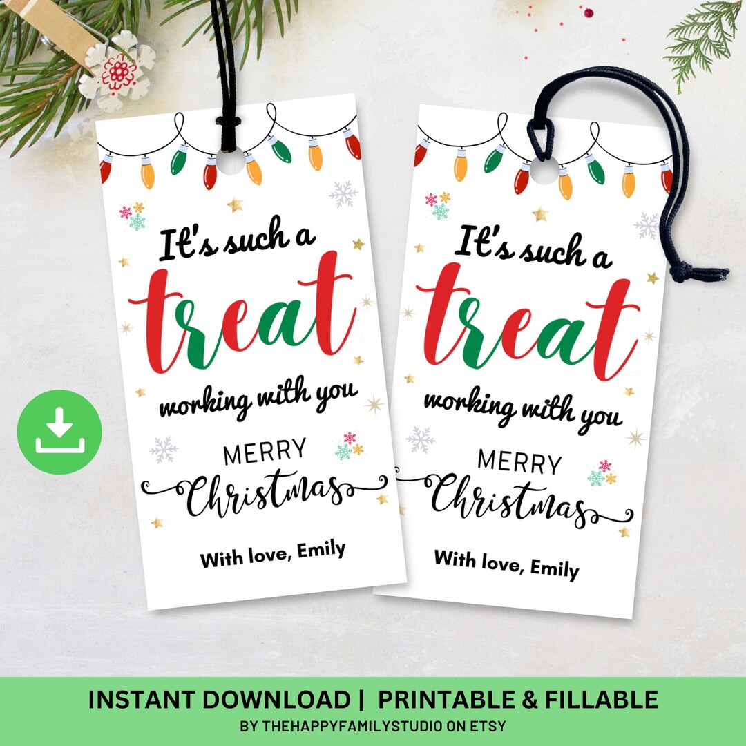 Printable Coworker Christmas Treat Tag, Christmas Coworker Gift Tag ...