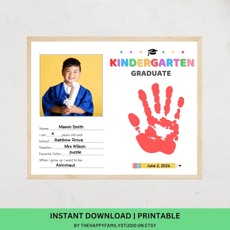 Kindergarten Graduation Handprint Art: Last Day Interview (digital ...