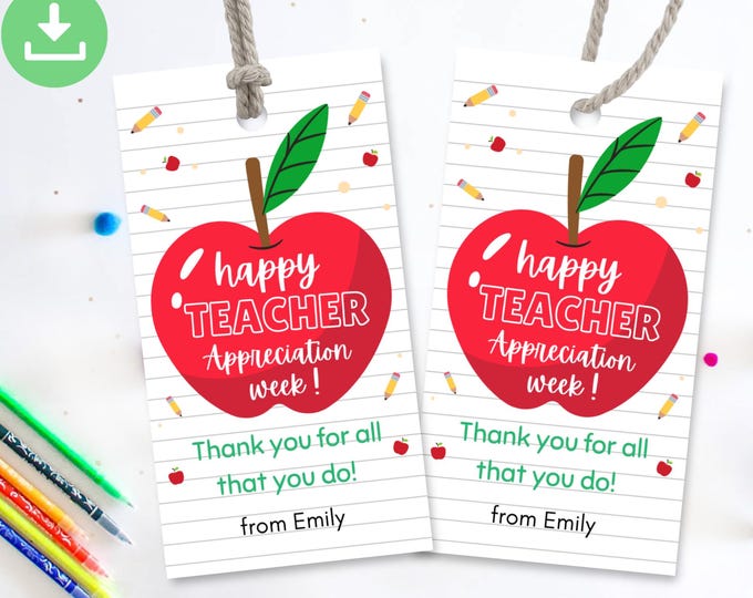 Printable Teacher Appreciation Gift Tag, Teacher Gifts Tag Label, Sweet ...
