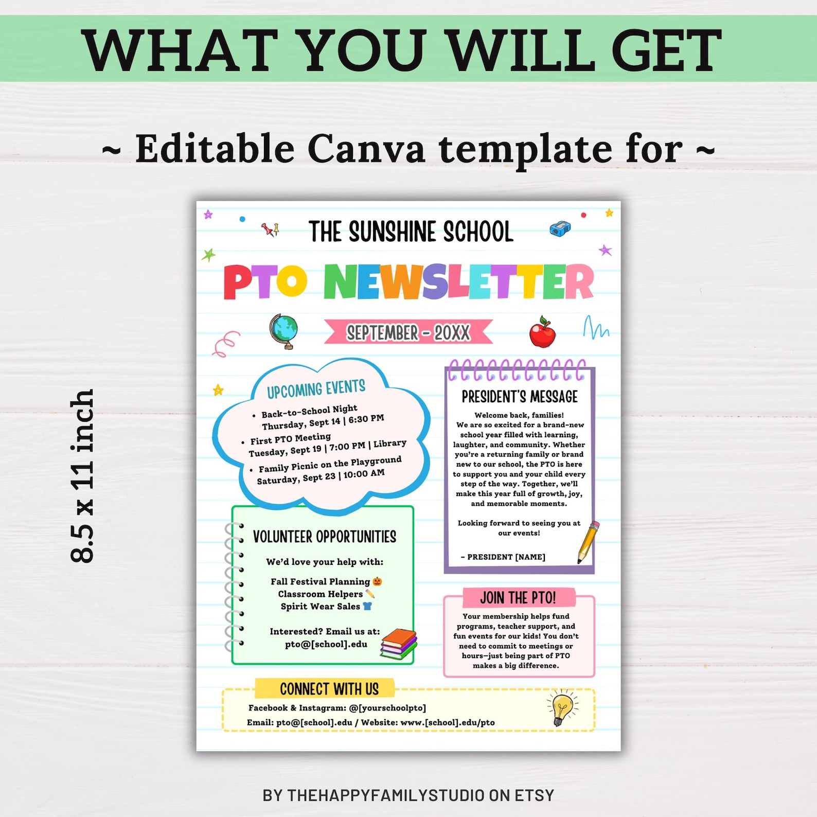 Editable PTO Newsletter Template, PTO School Communication Flyer, PTO ...