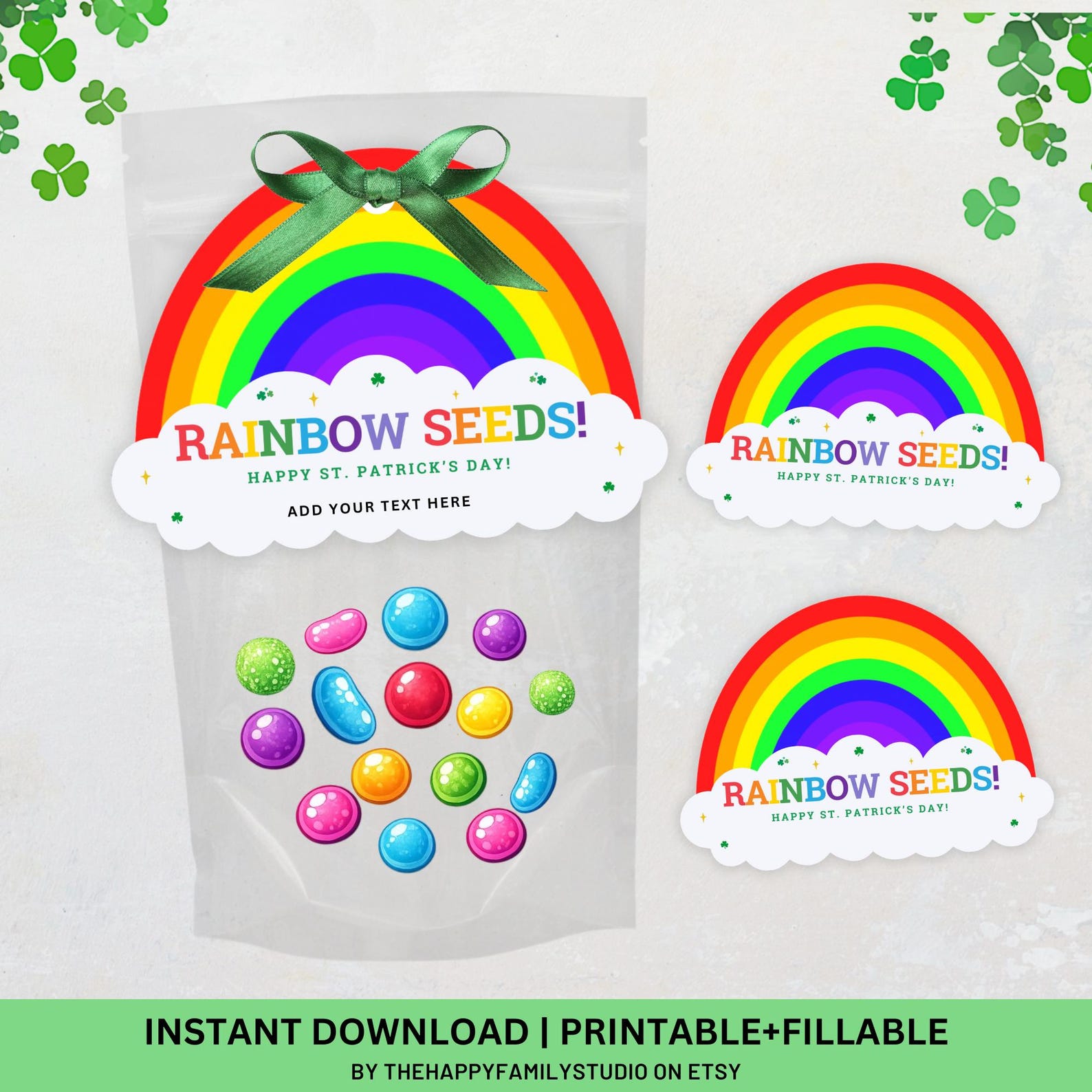 Rainbow Seeds St. Patrick's Day Treat Tag, St Patricks Day Favor, Candy ...