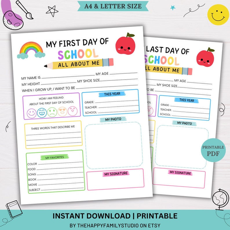 First Day and Last Day of School Questionnaire ,first Day of School All ...