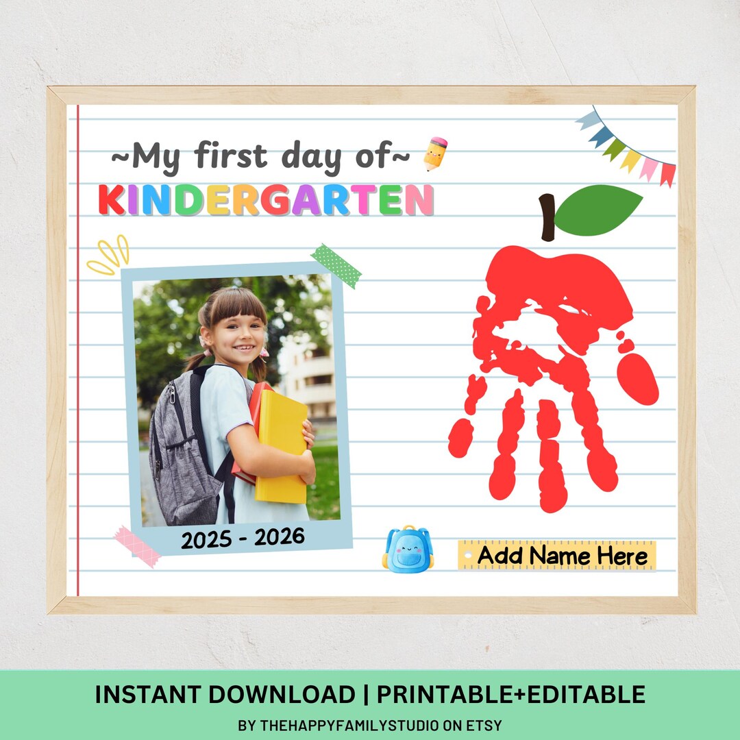 First Day of School Handprint Craft Keepsake, Back to School Photo ...