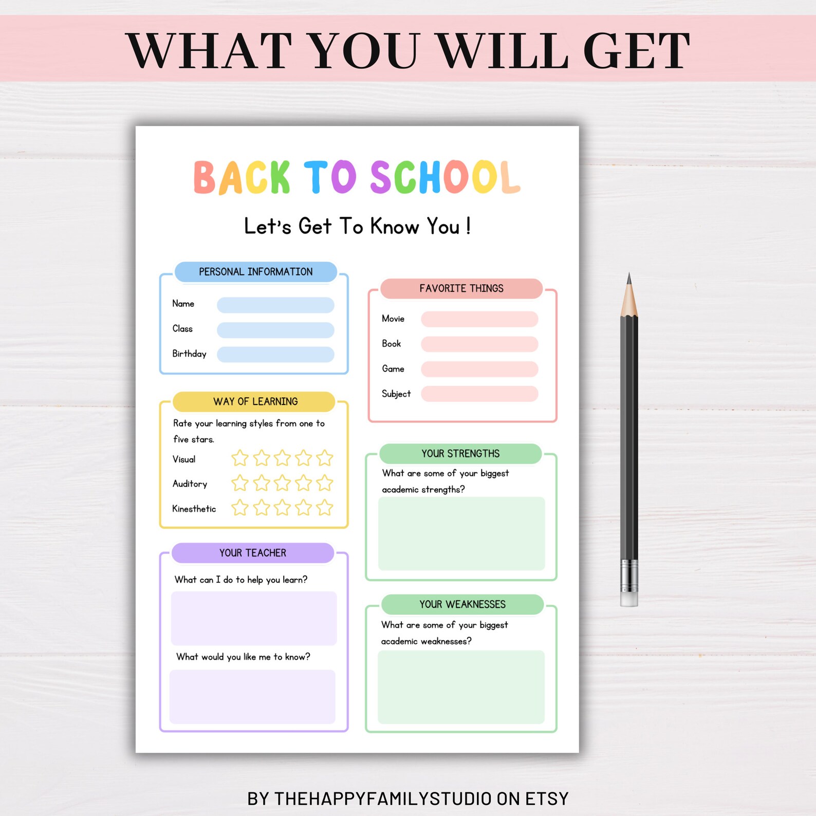 Back to School Questionnaire, Get to Know Your Child, Parent Survey ...